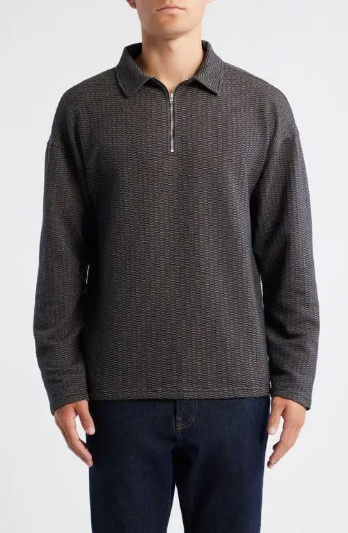KROST Mini Jacquard Quarter Zip Long Sleeve Polo