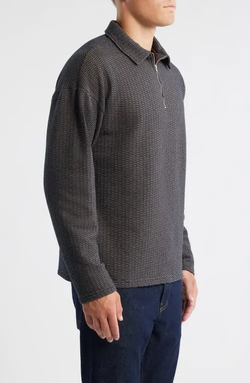 KROST Mini Jacquard Quarter Zip Long Sleeve Polo