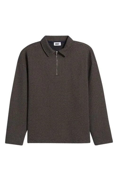 KROST Mini Jacquard Quarter Zip Long Sleeve Polo
