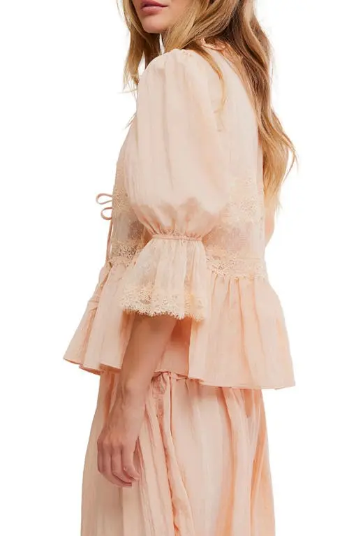 Free People Forever Young Lace Accent Tie Front Top
