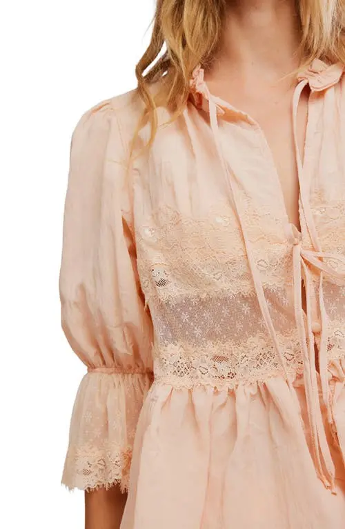 Free People Forever Young Lace Accent Tie Front Top