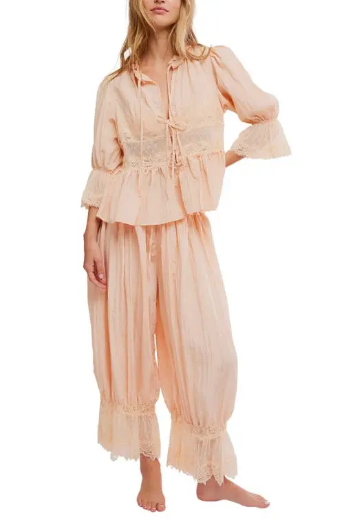 Free People Forever Young Lace Accent Tie Front Top