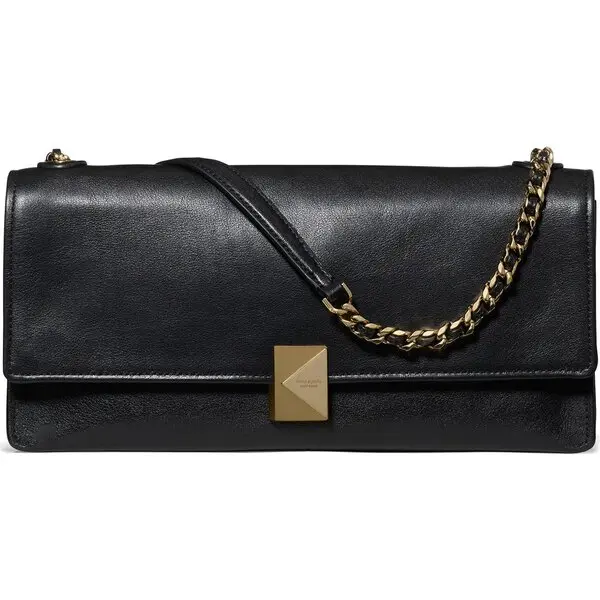 Kate Spade New York Fine Grain Leather Convertible Chain Shoulder Bag - Black