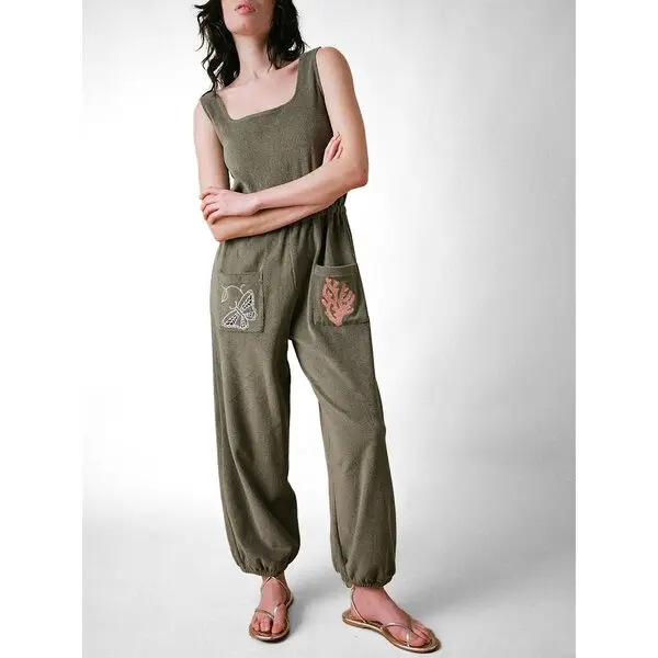 CAPE COVE Sea Coral Terry Jumpsuit - Khaki