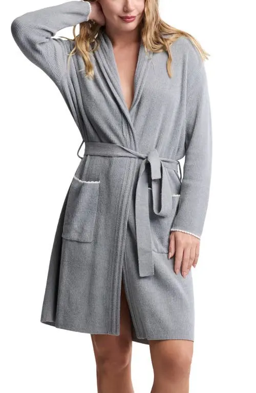 Barefoot Dreams Scallop Detail Rib Robe - Moonbeam
