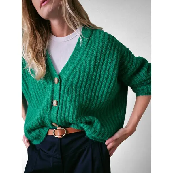 CAPE COVE Sirena Alpaca Blend Italian Cardigan - Emerald Green