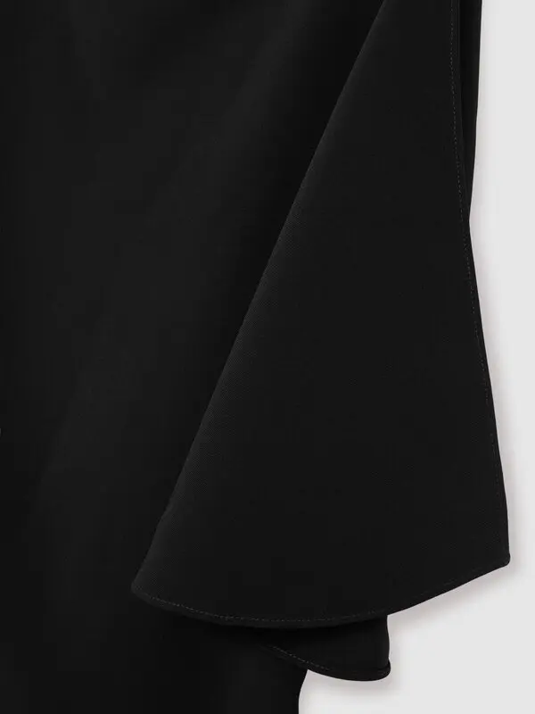 REISS Petra Draped-front High-neck Midi Dress - Black