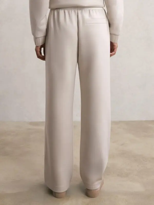 REISS Laney Premium Interlock Wide-leg Joggers - Stone
