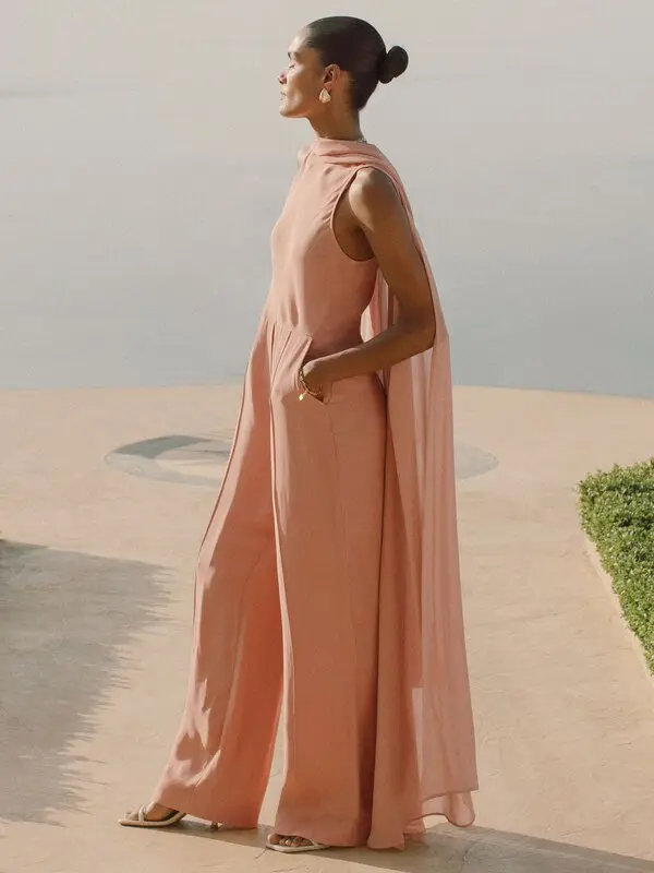 REISS Farley Wide-leg Jumpsuit - Pink