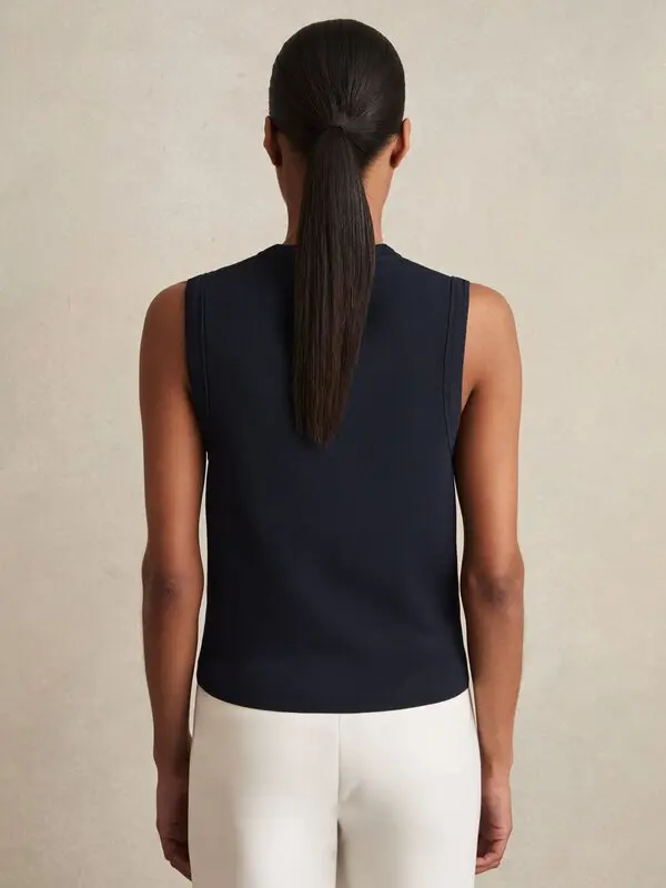 REISS Knitted Button-through Vest