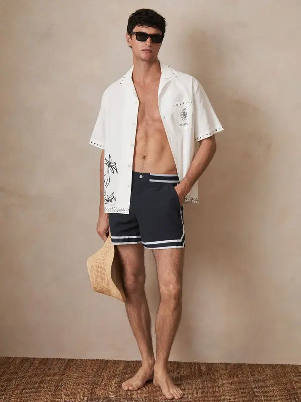 REISS Baller Stripe-trim Swim Shorts