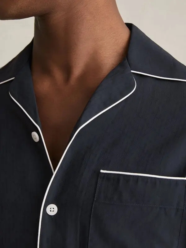 REISS Josh Cuban Collar Shirt With Piping Detail Shirt