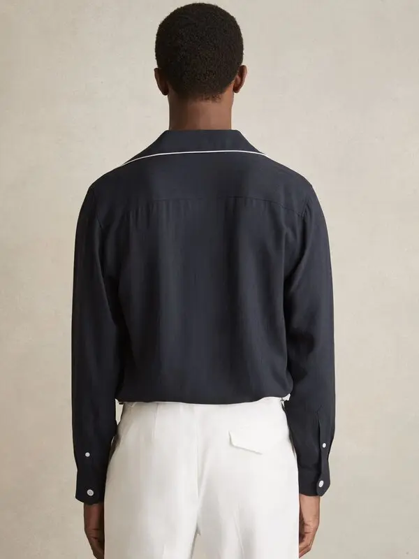 REISS Josh Cuban Collar Shirt With Piping Detail Shirt