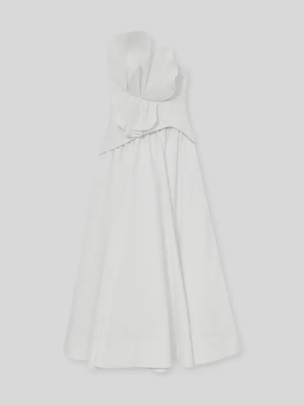 Acler Sageston Plissé Fan Strapless Maxi Dress