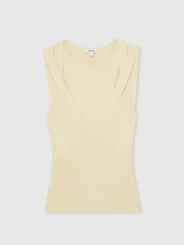 REISS Rhylee Rib-knit Vest - Cream