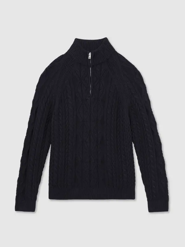 REISS Lancashire Cable-knit Half-zip Jumper