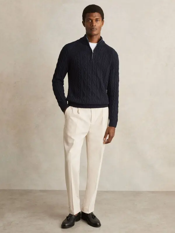 REISS Lancashire Cable-knit Half-zip Jumper