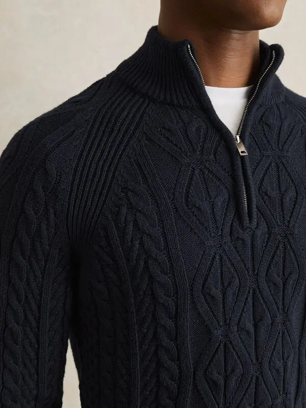 REISS Lancashire Cable-knit Half-zip Jumper
