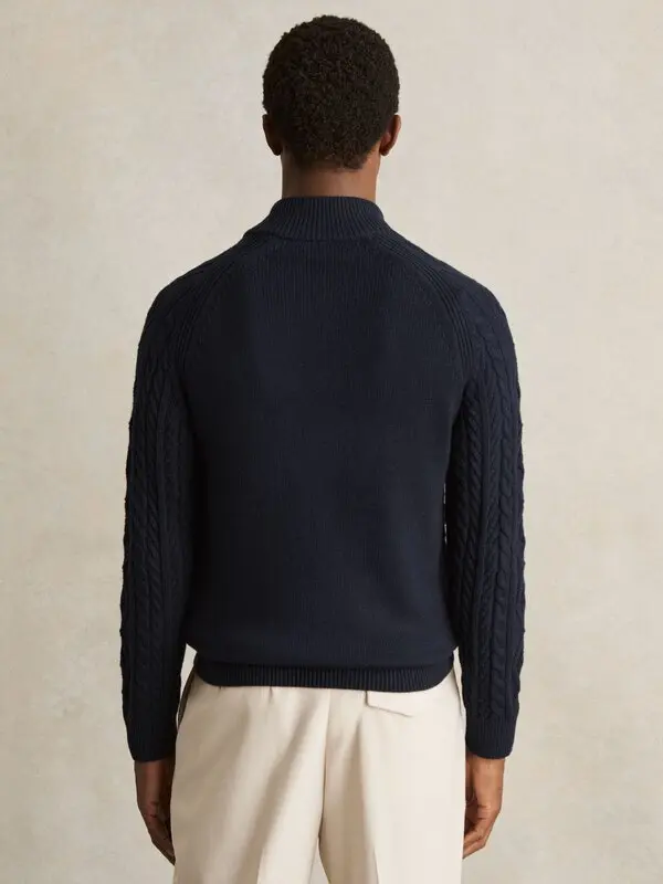 REISS Lancashire Cable-knit Half-zip Jumper