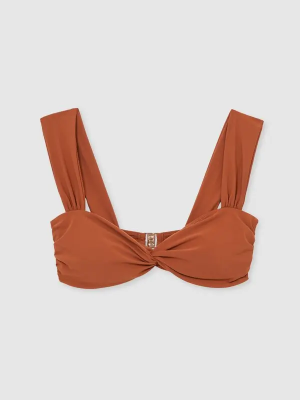 REISS Hallie Twist Front Bandeau Bikini Top