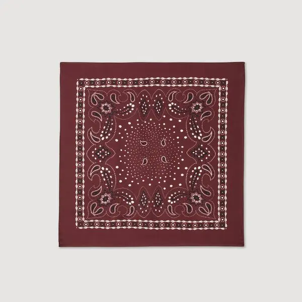 Sandro Silk Bandana Print Scarf - Bordeaux