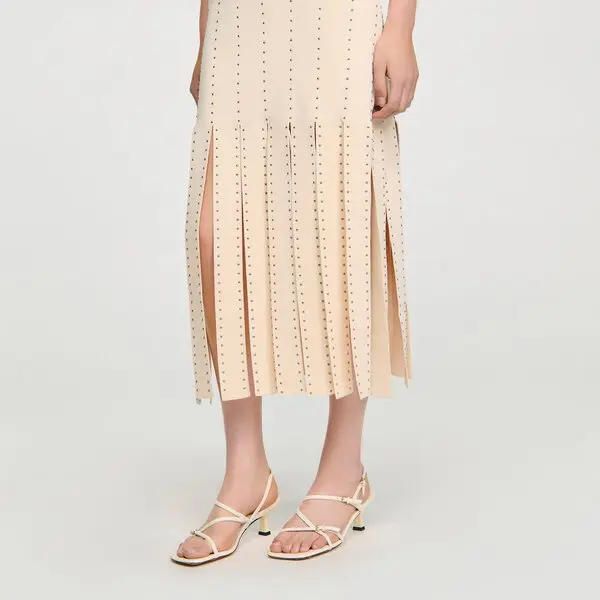 Sandro Fringed Knit Maxi Dress In Ecru - 50% Off | Editorialist
