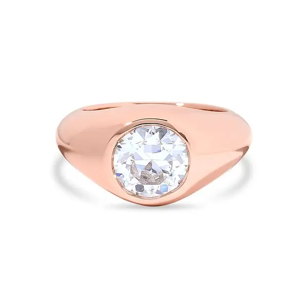 Elle Perahia Signet Ring With Lab Grown Diamond - 14 Kt Rose Gold