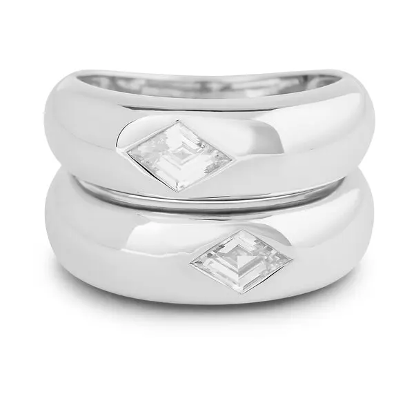 Elle Perahia Double Lozenge Ring - 14 Kt White Gold