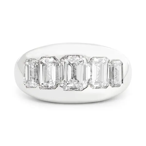 Elle Perahia Emerald Cut Diamond Empire Ring - 14 Kt White Gold