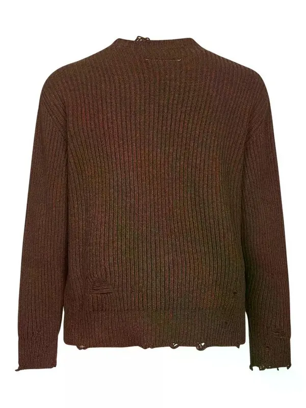 MAISON MARGIELA Ribbed V-neck Distressed Sweater
