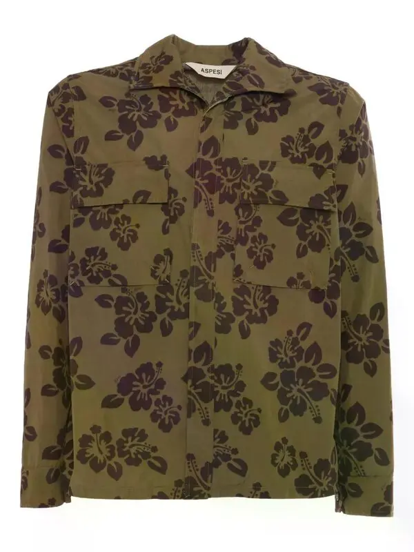 Aspesi Hibiscus-print Cotton Shirt