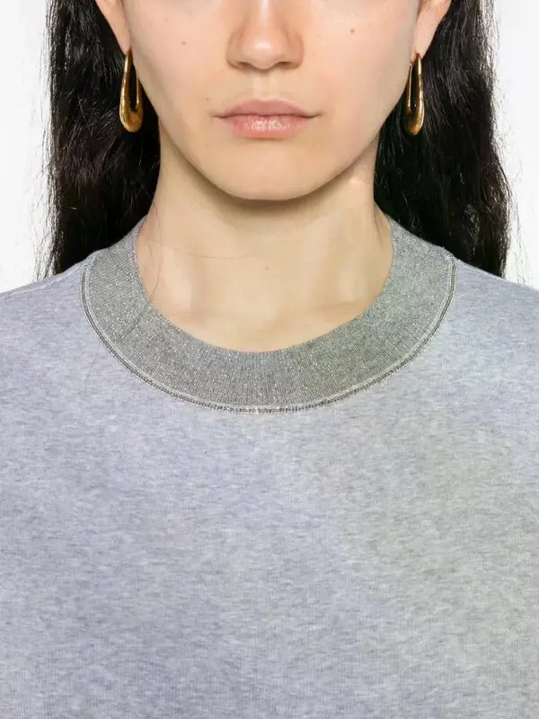 Peserico Embellished-neck T-shirt - Grey