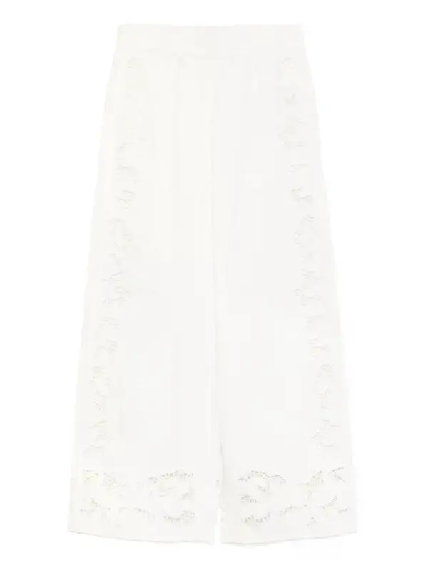 Alice + Olivia Embroidered Eyelet Trousers
