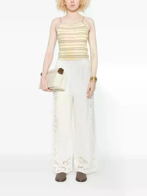 Alice + Olivia Embroidered Eyelet Trousers