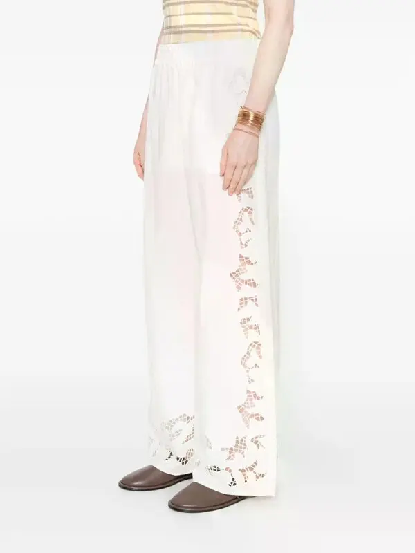 Alice + Olivia Embroidered Eyelet Trousers
