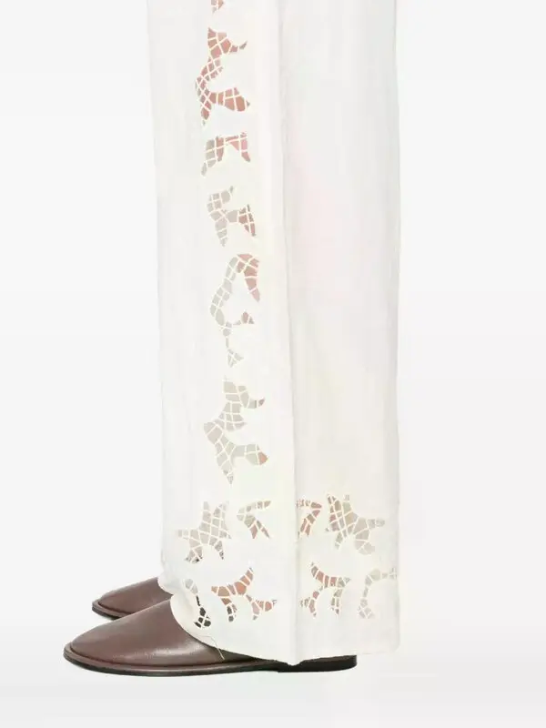 Alice + Olivia Embroidered Eyelet Trousers