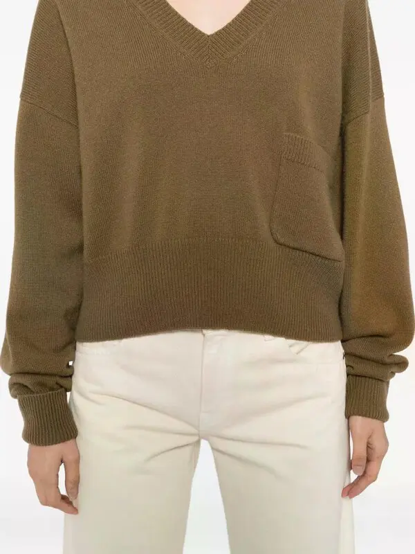 N.peal Cropped V-neck Sweater