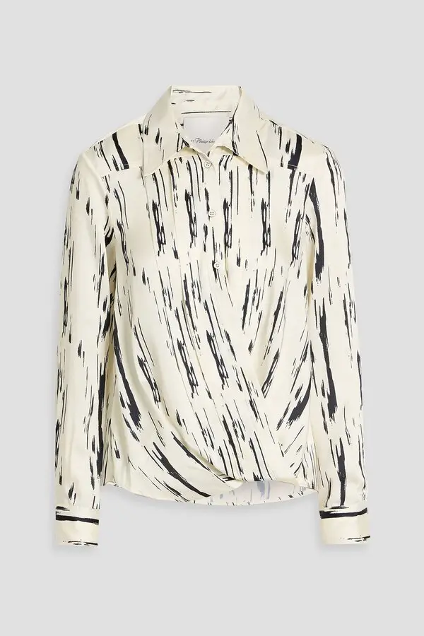 3.1 Phillip Lim Draped Printed Satin-twill Shirt