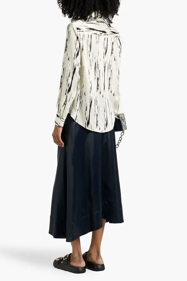 3.1 Phillip Lim Draped Printed Satin-twill Shirt