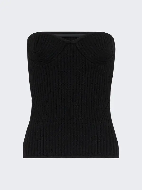 JEAN PAUL GAULTIER Ribbed Knit Wool Corset - Black