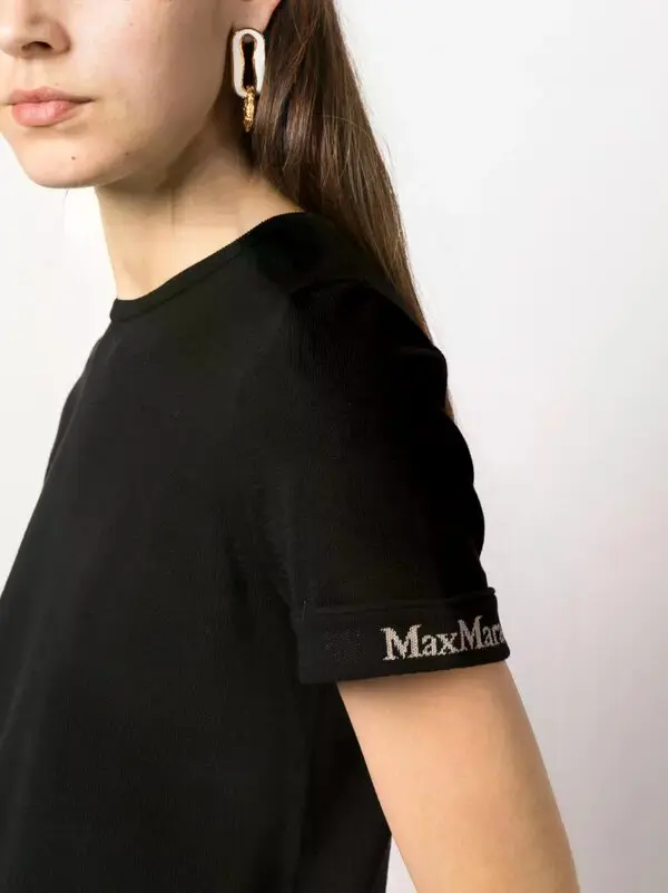 Max Mara Embroidered-logo Knitted Top