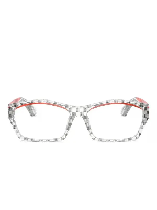 ALAIN MIKLI Check-pattern Rectangle Eyeglasses - Black