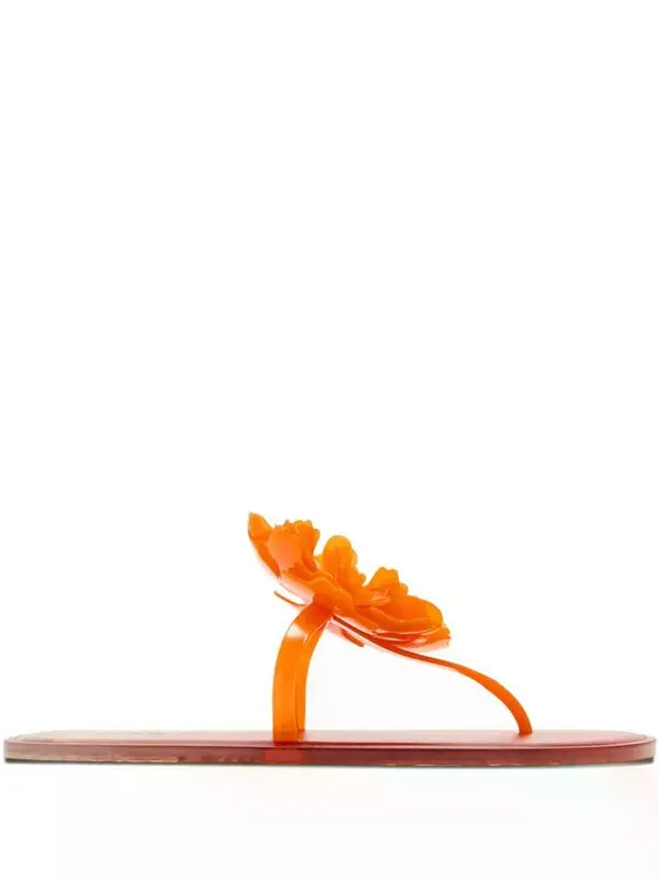 Farm Rio Flower-embellished Thong Sandals - Orange