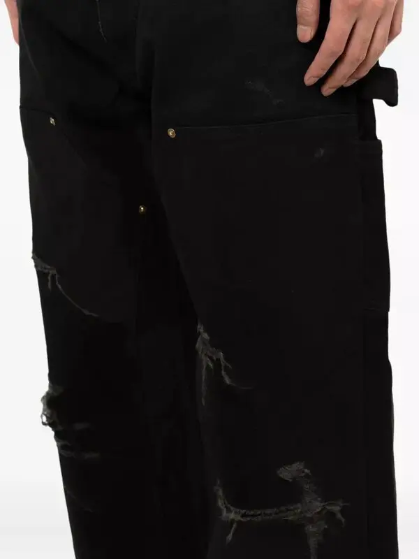 KAMIYA Distressed Cotton Trousers - Black
