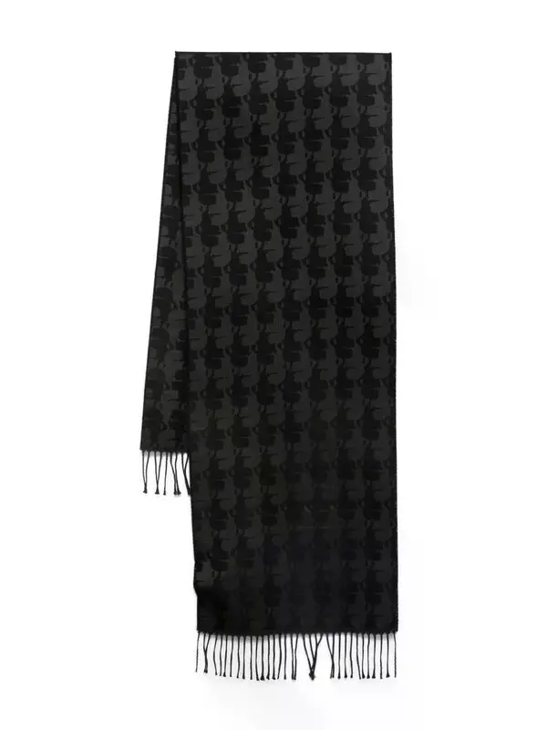 Karl Lagerfeld Checked Fringed-edges Scarf - Black