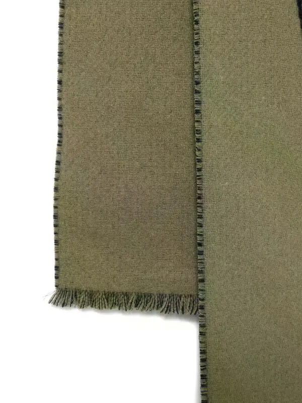 Jean Paul Gaultier Logo-Detail Wool Scarf In Green Editorialist