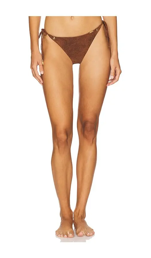 Luli Fama Seamless Ruched Back Brazilian Tie Bikini Bottom - Brown