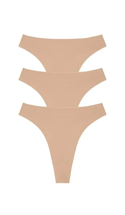 NEGATIVE UNDERWEAR Base High Thong 3-pack In Nude - Buff