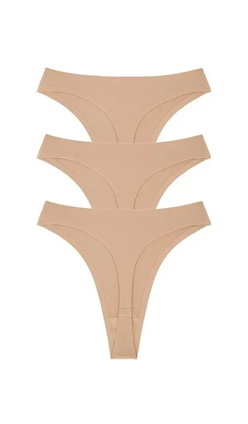 NEGATIVE UNDERWEAR Base High Thong 3-pack In Nude