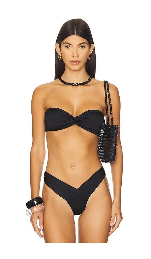 INDAH Lara Twist Front Bikini Top - Licorice